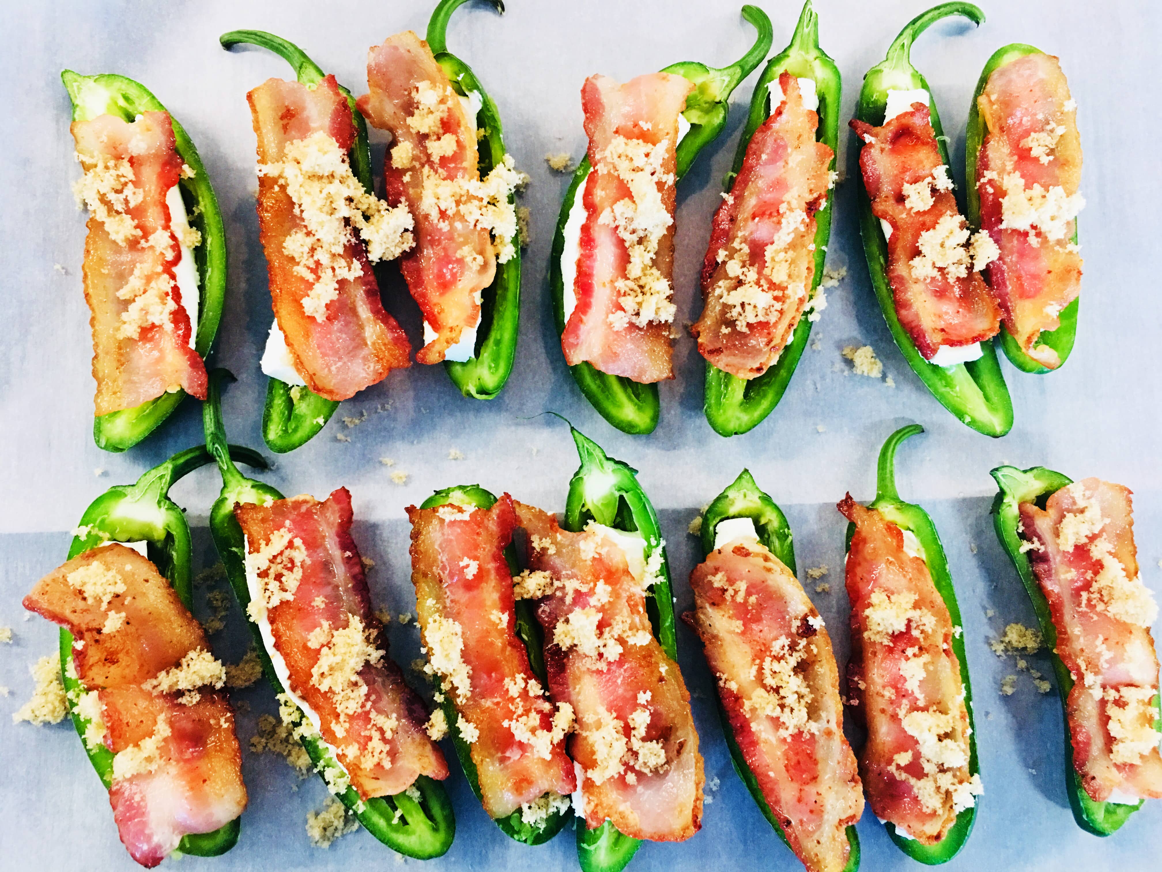 Cheesy Stuffed Jalapenos with Candied Bacon - Cooks Well With Others
