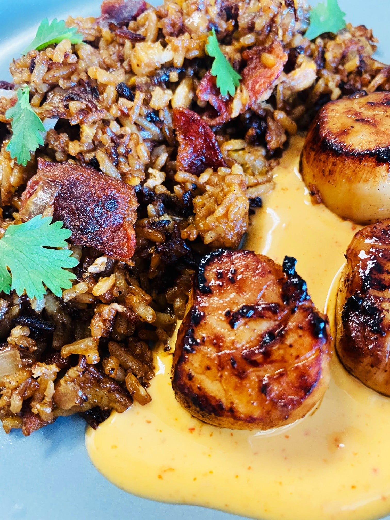 Hibachi Scallops and Bacon Fried Rice - Cooks Well With Others