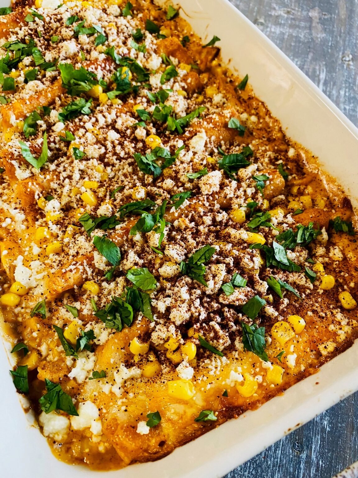 Mexican Street Corn Chicken Enchiladas - Cooks Well With Others