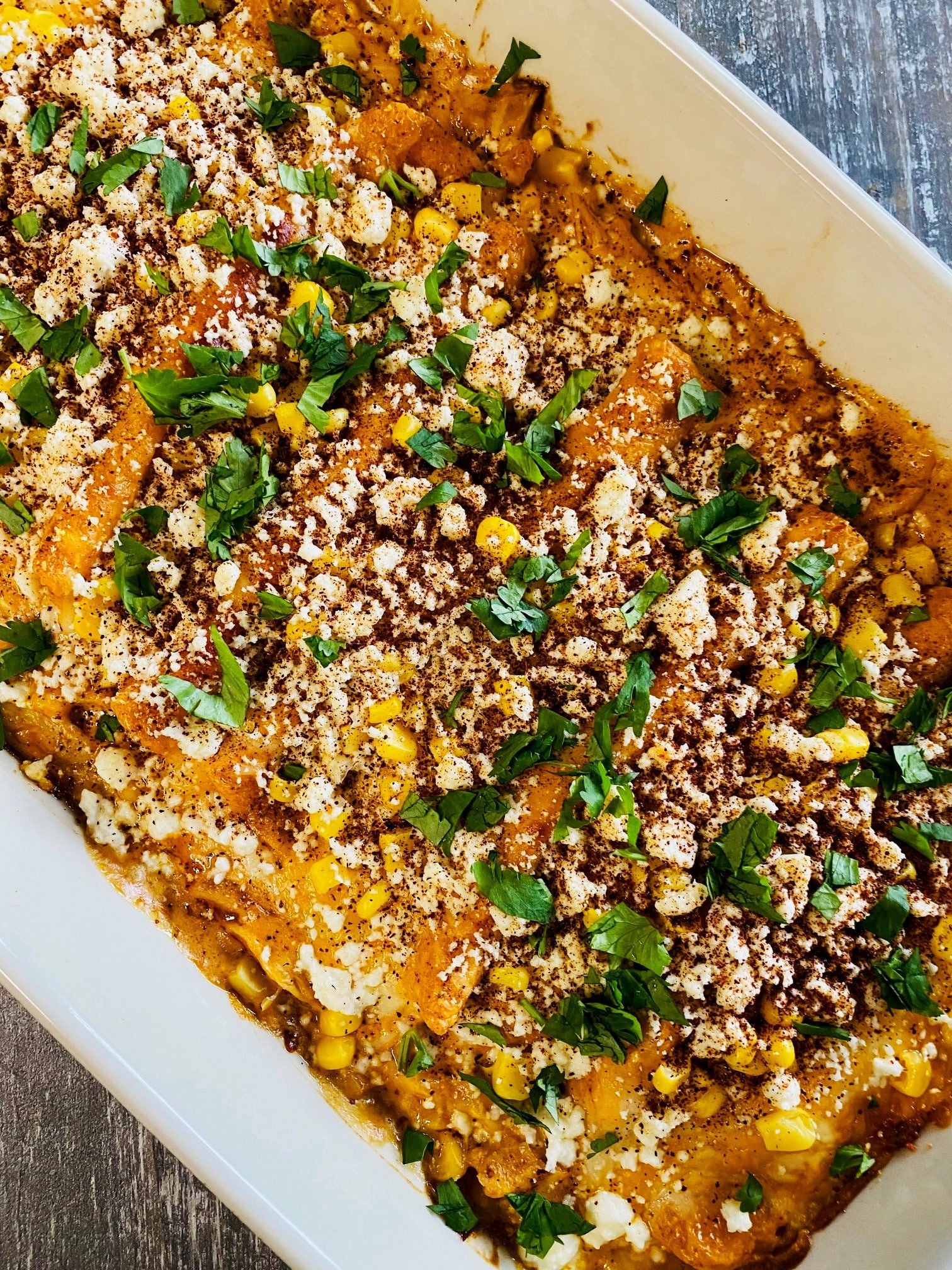 Mexican Street Corn Chicken Enchiladas - Cooks Well With Others