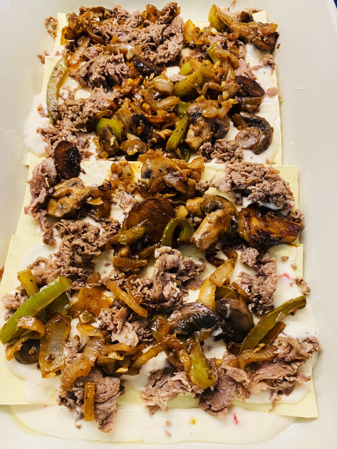 Philly Cheesesteak Lasagna - Cooks Well With Others