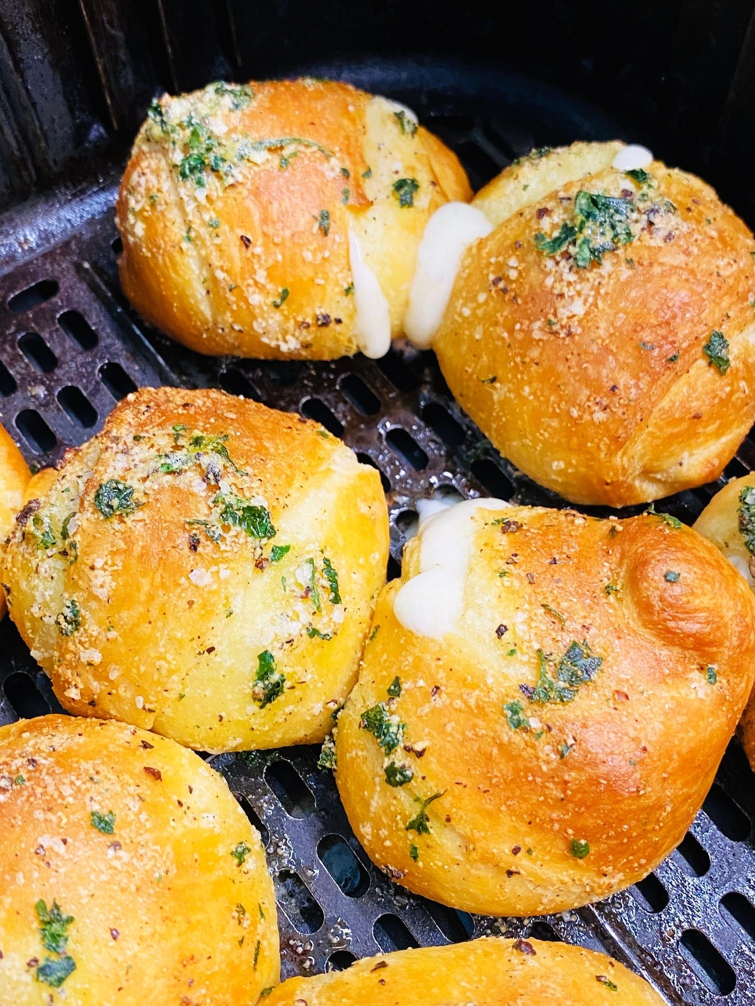 Air Fryer Cheesy Garlic Bombs - Cooks Well With Others