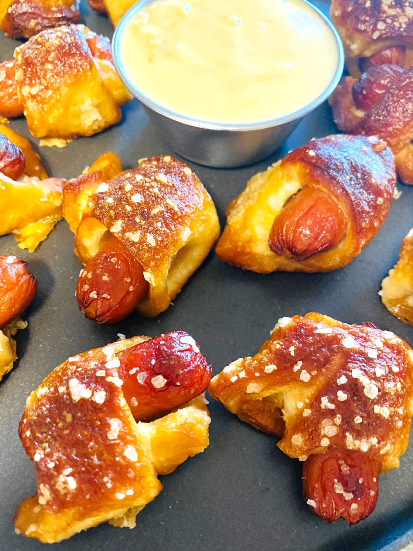 Mini Pretzel Dogs with Beer Cheese - Cooks Well With Others