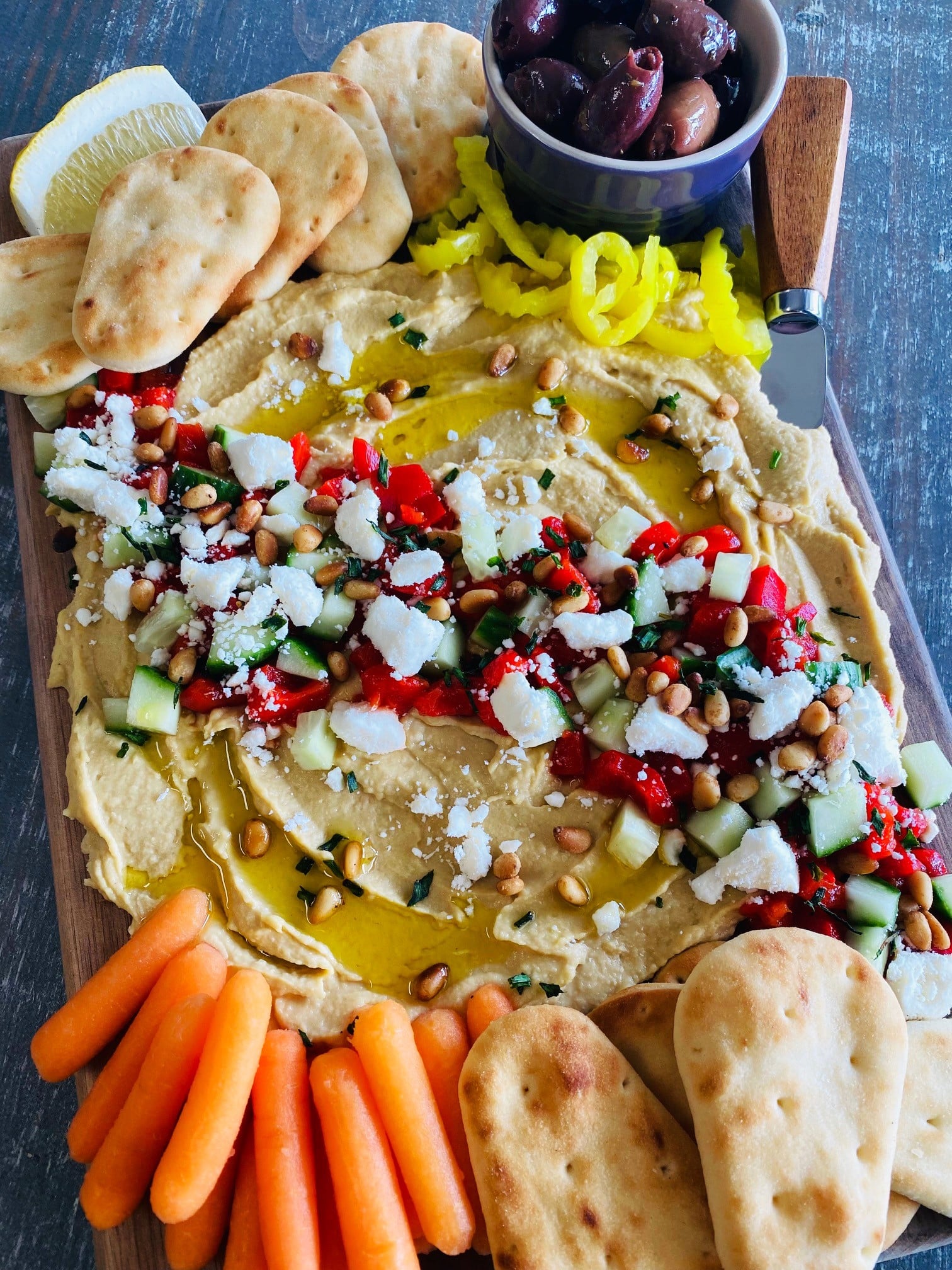 Loaded Hummus Charcuterie Board - Cooks Well With Others