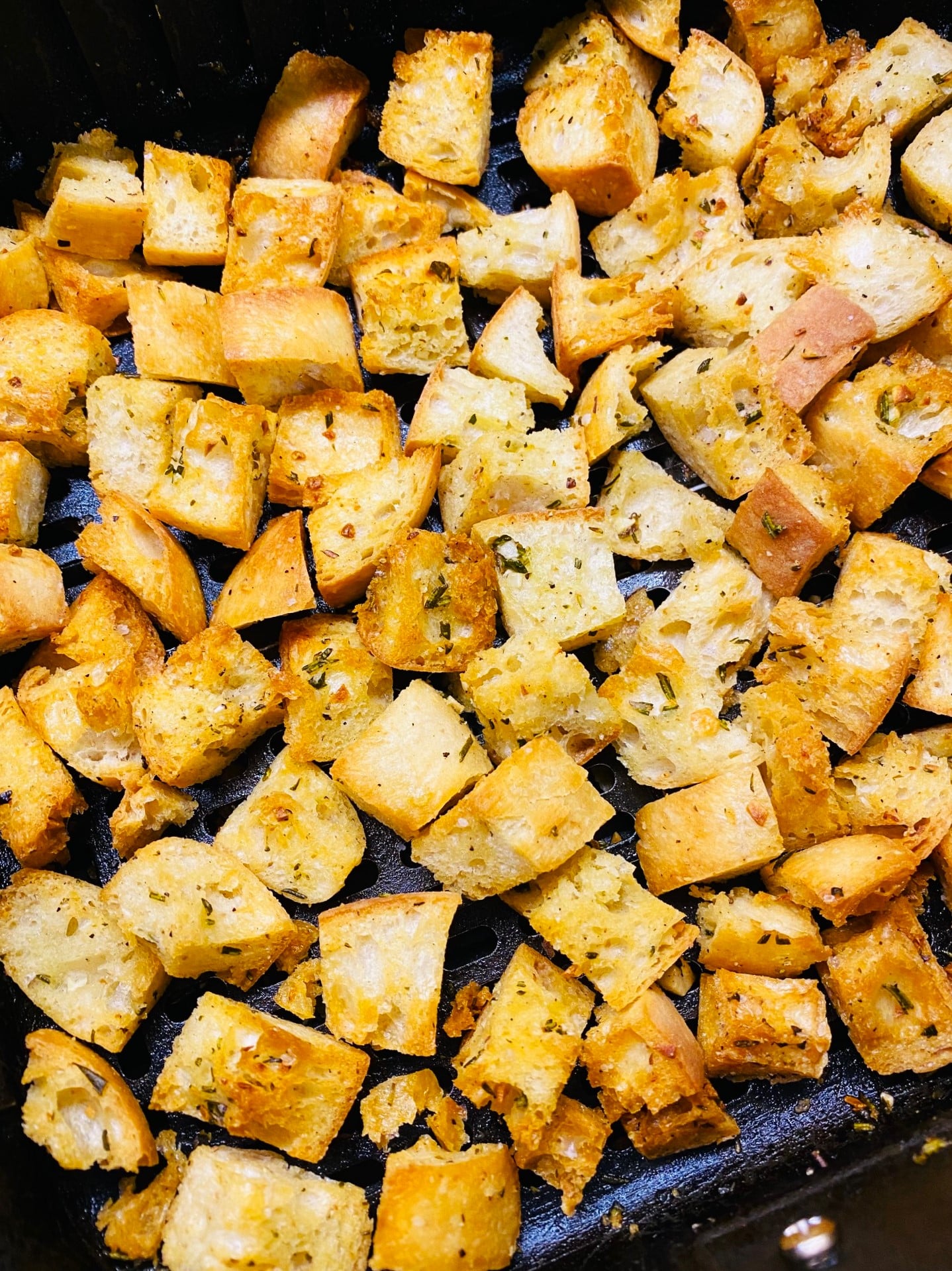 Air Fryer Garlic Herb Croutons - Cooks Well With Others