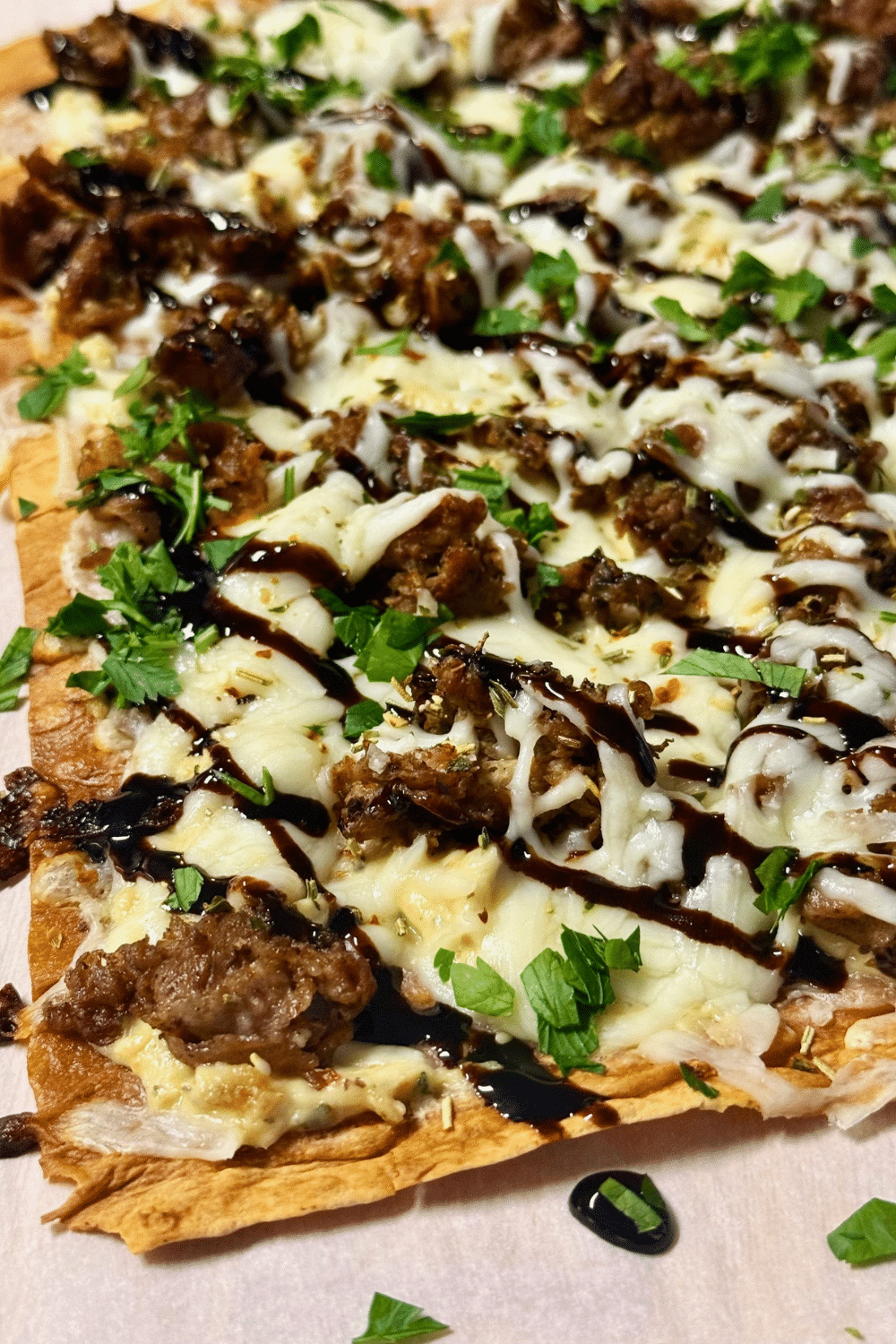 Roasted Garlic Balsamic Steak Flatbreads - Cooks Well With Others